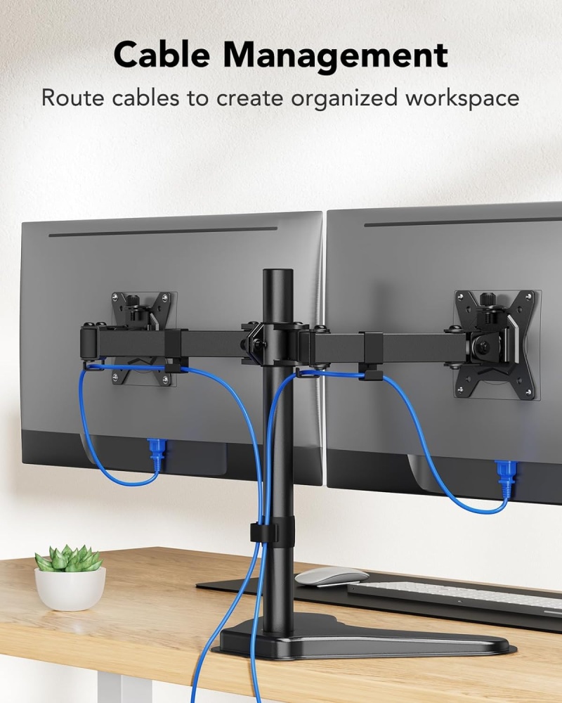 Universal Dual LCD Monitor Stand Freestanding Desktop Mount For Two 13 ...
